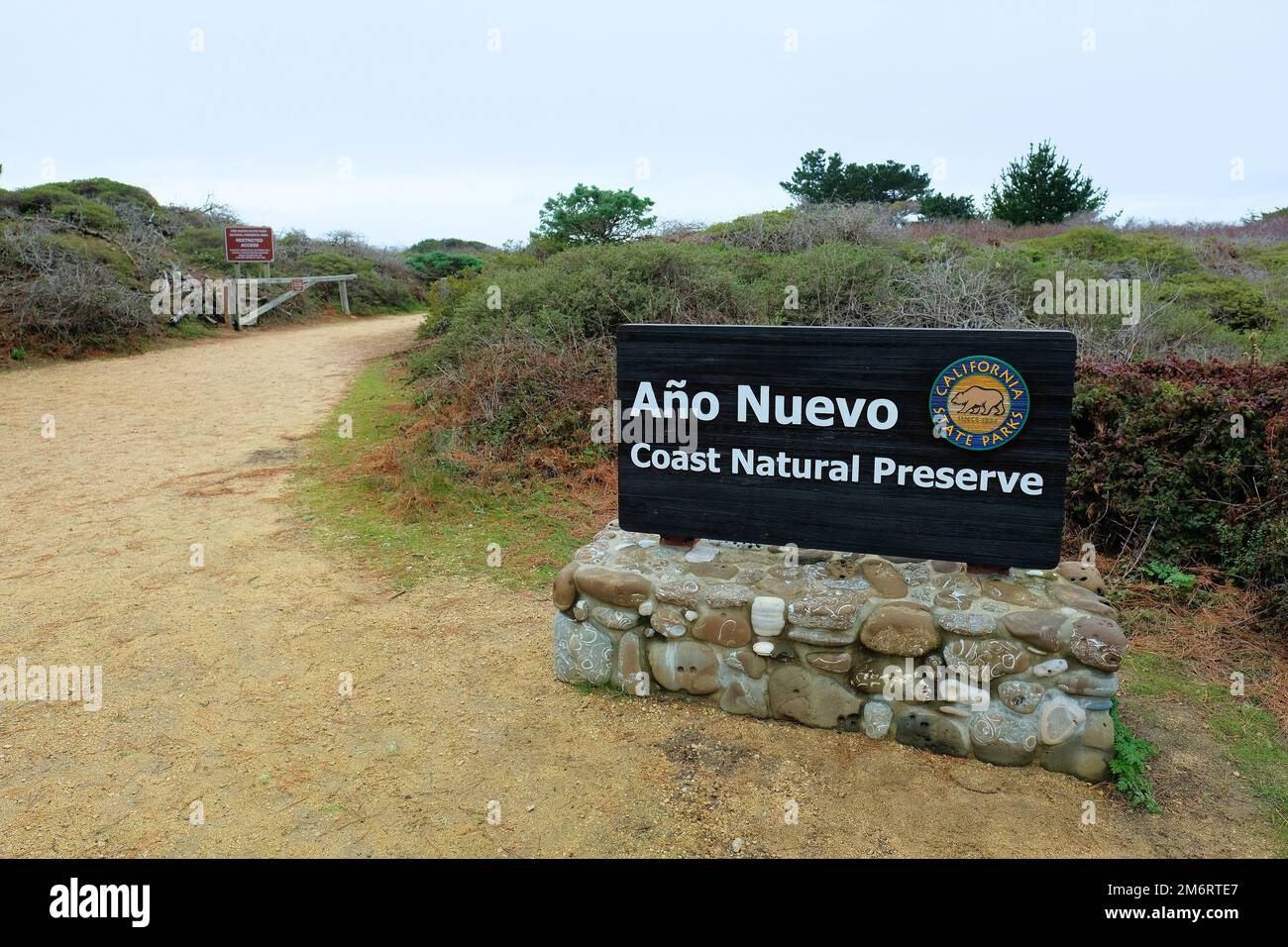 Sign at the Año Nuevo Coast Natural Preserve, part of the Año Nuevo ...