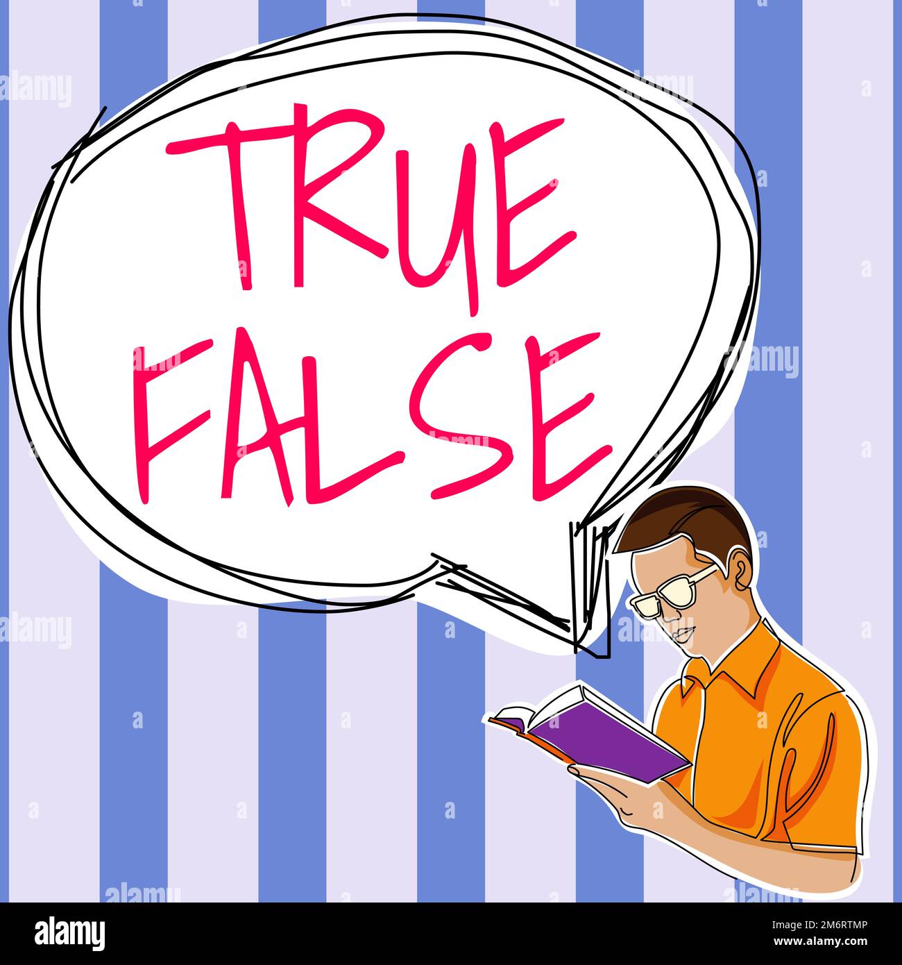 Text showing inspiration True False. Concept meaning a test consisting ...