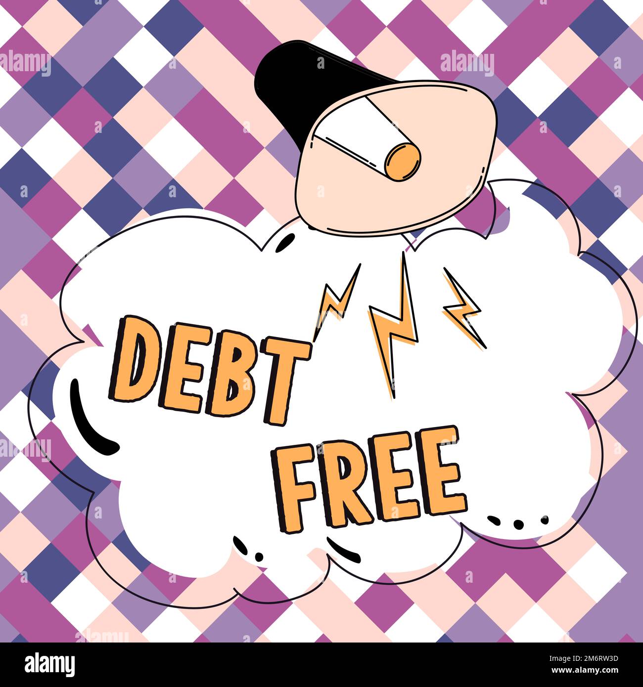Text caption presenting Debt Free. Word for Financial freedom Not owing ...
