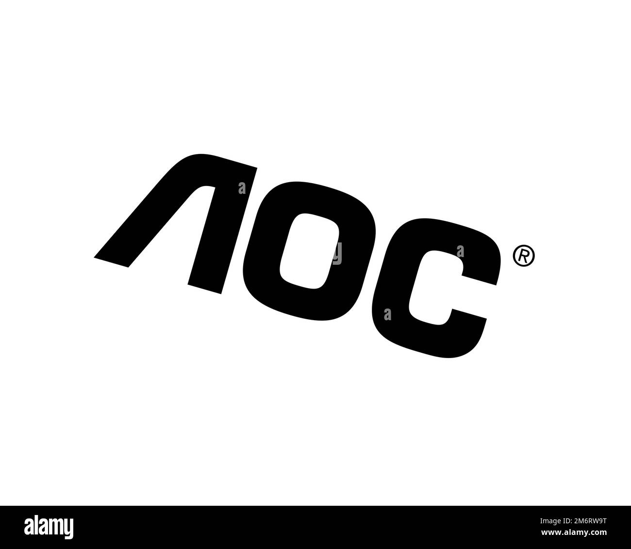 AOC International, rotated logo, white background B Stock Photo - Alamy