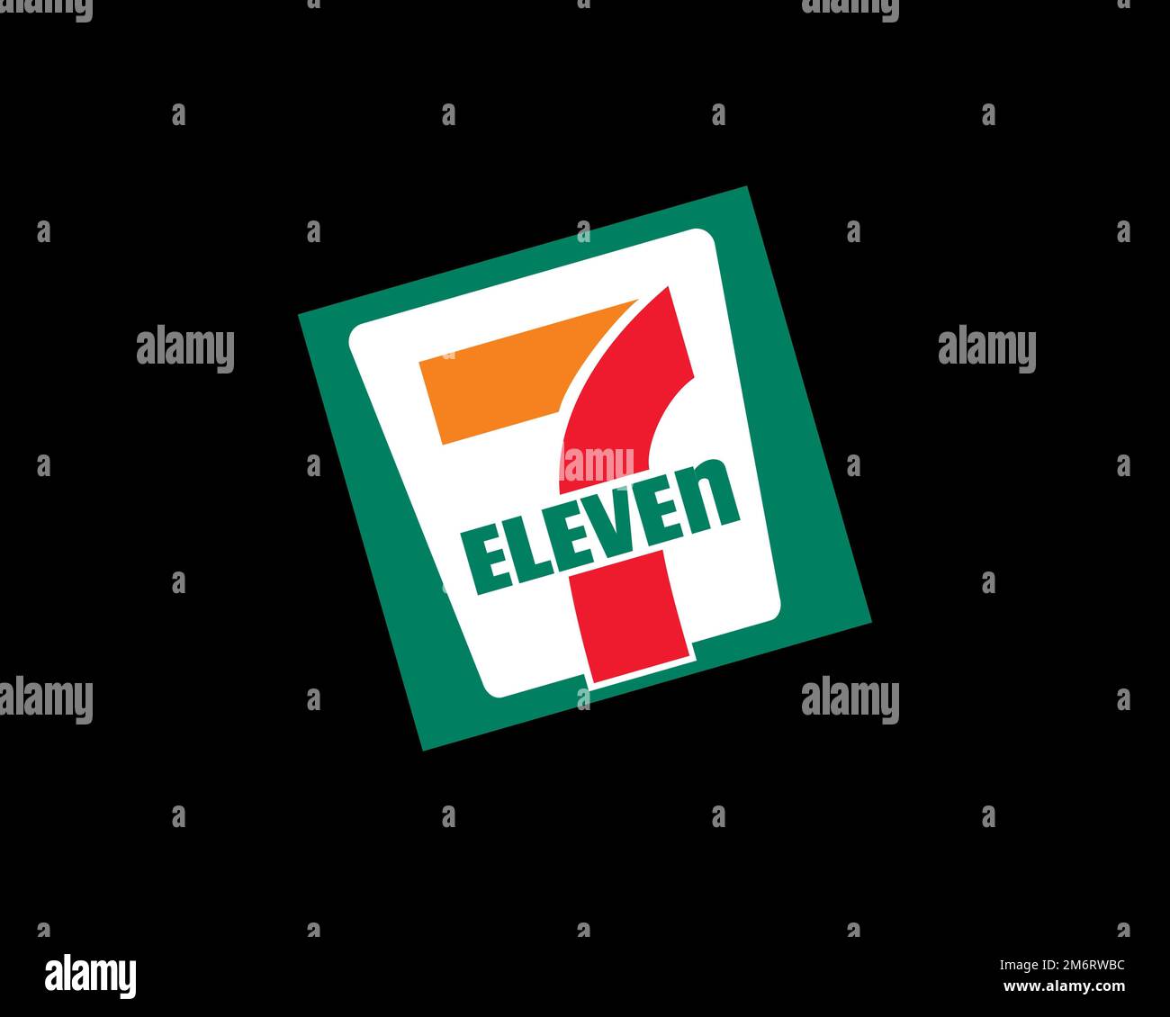 7 Eleven, rotated logo, black background Stock Photo - Alamy
