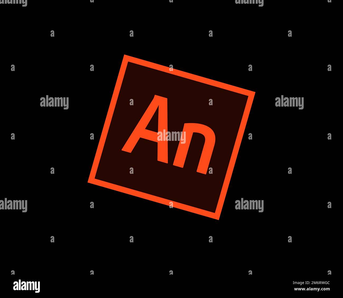 Adobe Animate, rotated logo, black background B Stock Photo - Alamy
