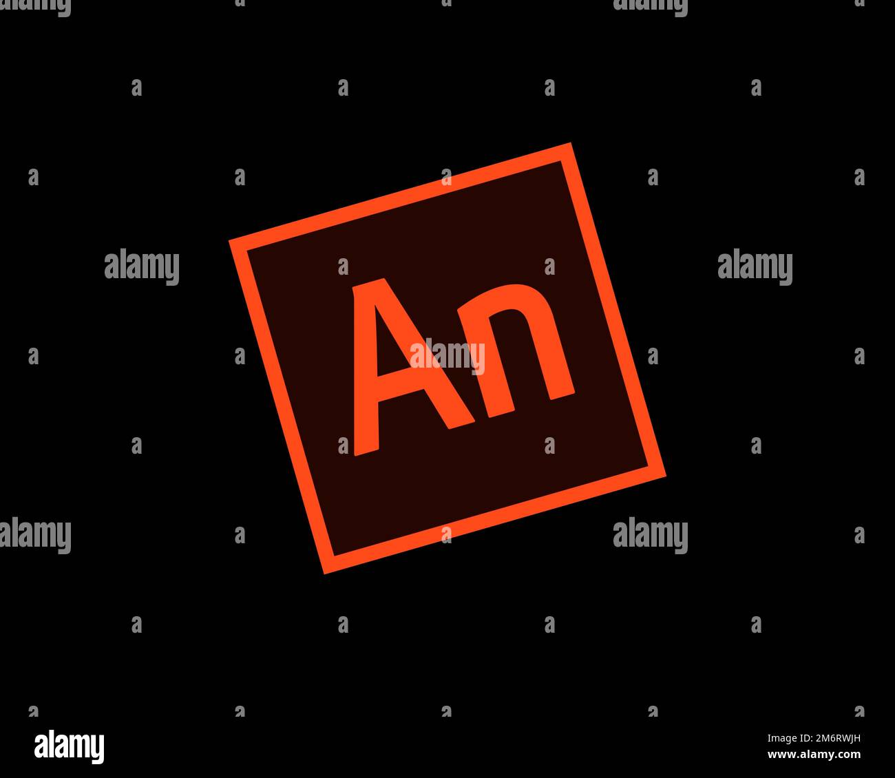 Adobe Animate, rotated logo, black background Stock Photo - Alamy