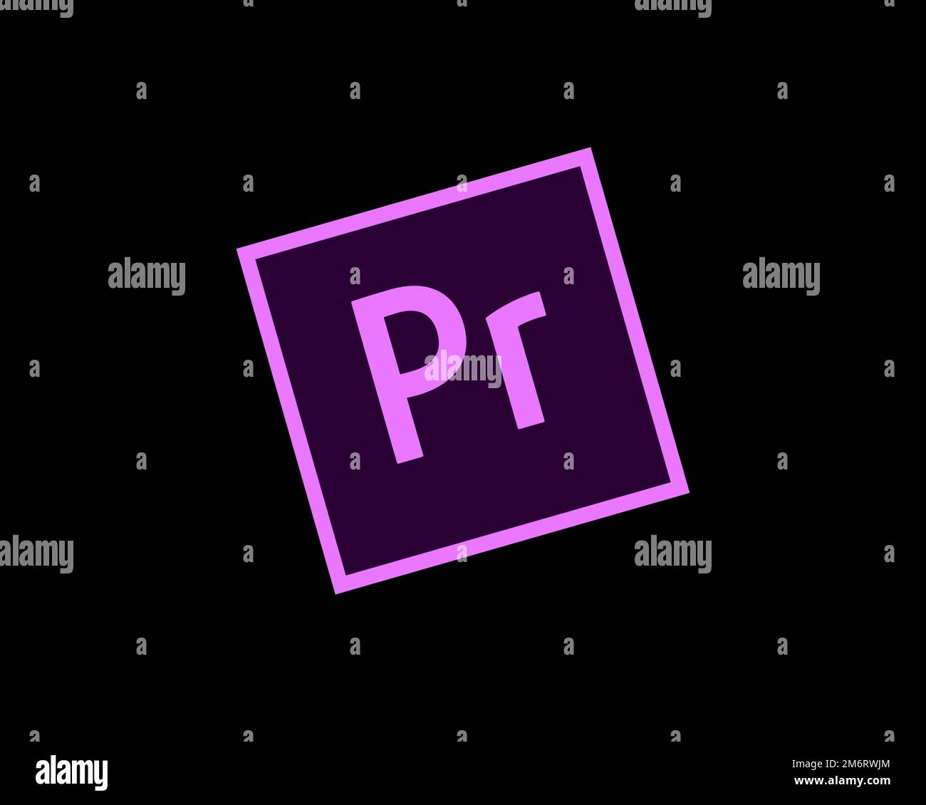 Adobe Premiere Pro, rotated logo, black background Stock Photo - Alamy