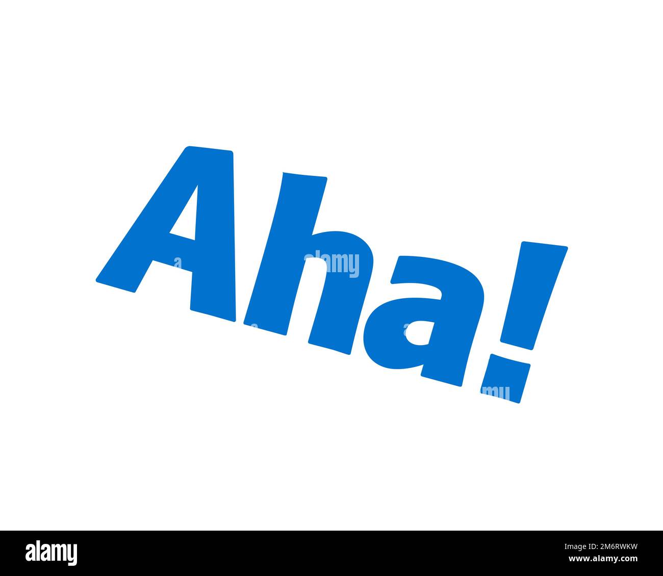 Aha! company, rotated logo, white background B Stock Photo - Alamy
