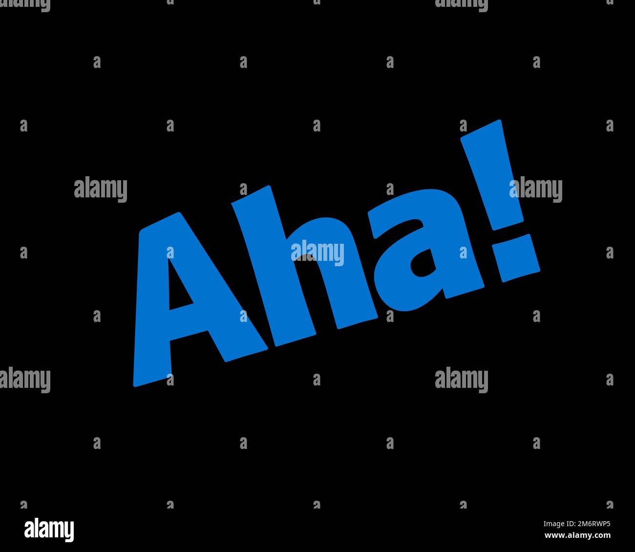 Aha! company, rotated logo, black background Stock Photo - Alamy