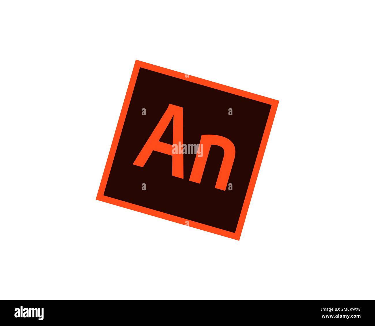 Adobe Animate, rotated logo, white background B Stock Photo - Alamy