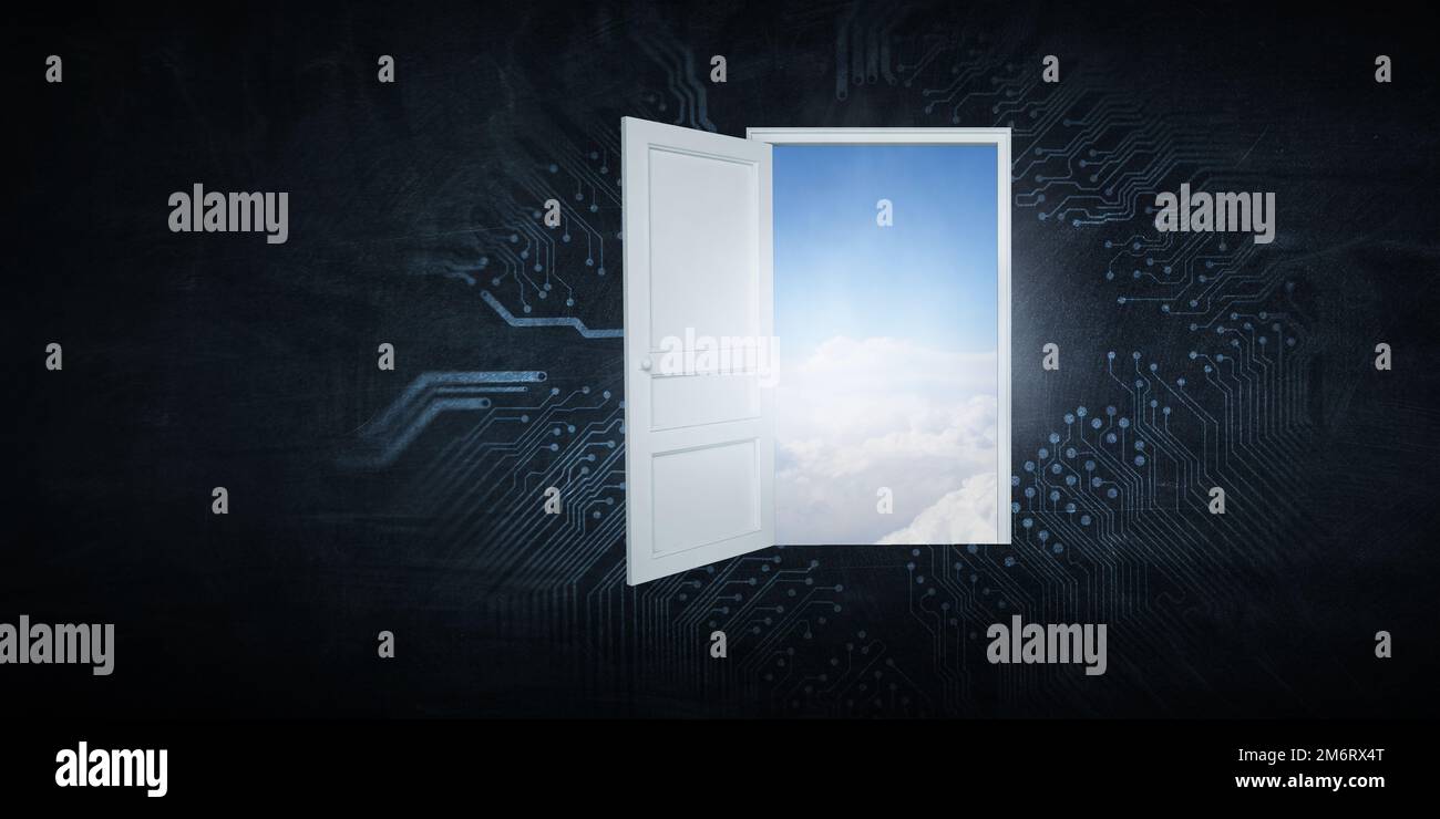 Open window view of the sky with clouds Stock Photo - Alamy