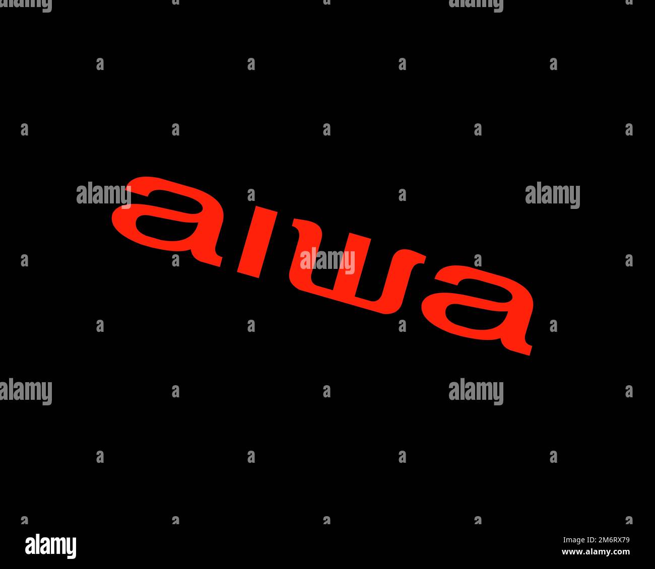 Aiwa, rotated logo, black background B Stock Photo - Alamy