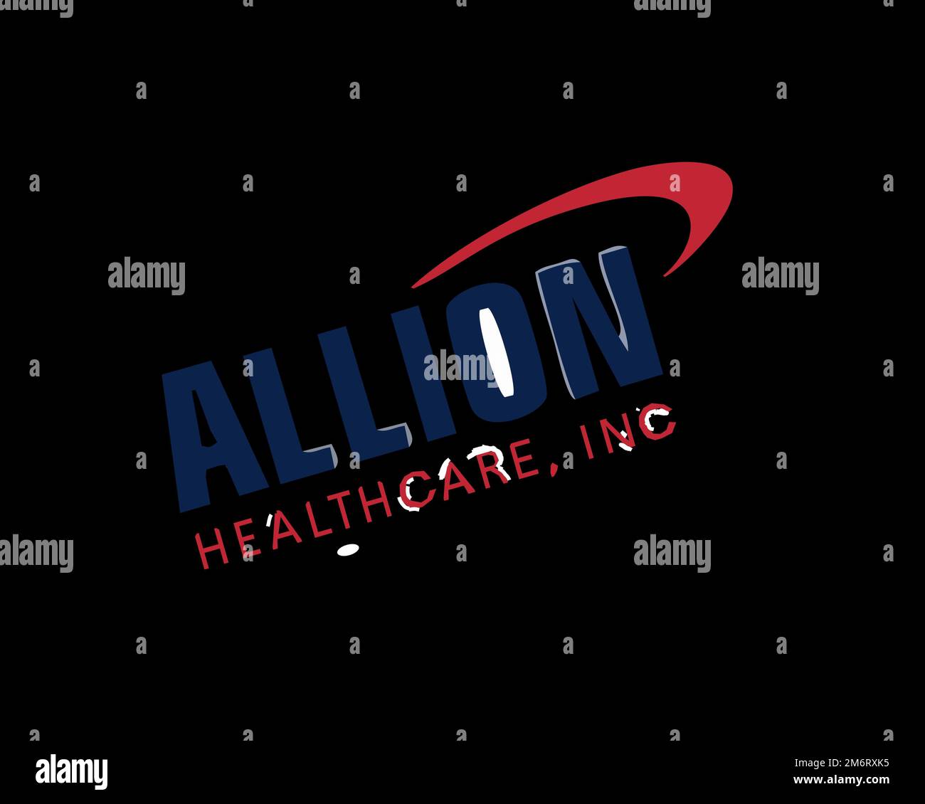 Allion Healthcare, rotated logo, black background Stock Photo - Alamy