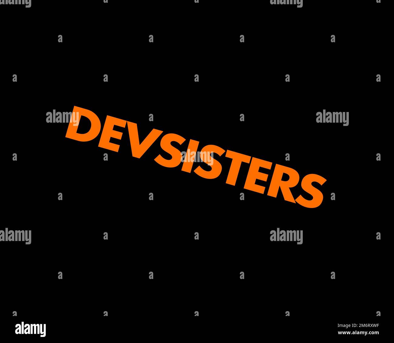 Devsisters, rotated logo, black background B Stock Photo - Alamy