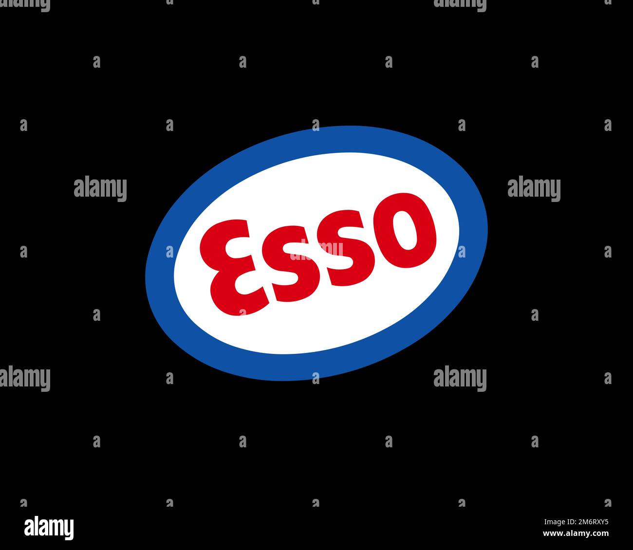 Esso, rotated logo, black background Stock Photo - Alamy
