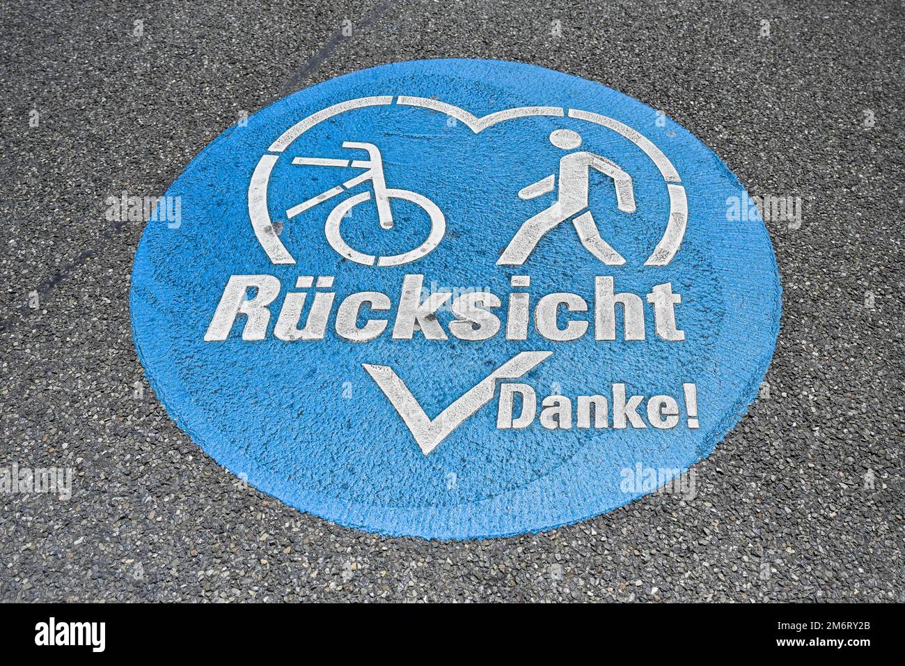 Ground marking Consideration for cyclists and pedestrians Stock Photo ...