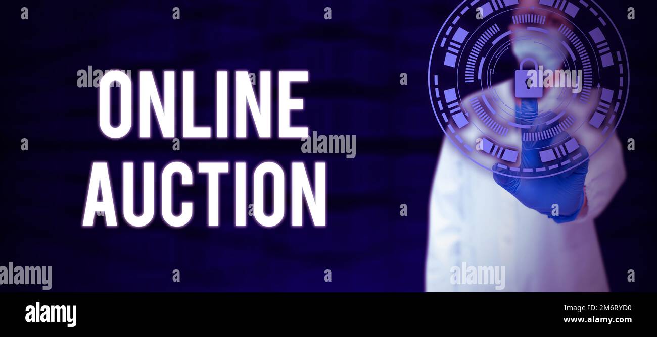 Sign displaying Online Auction. Business concept process of buying and ...