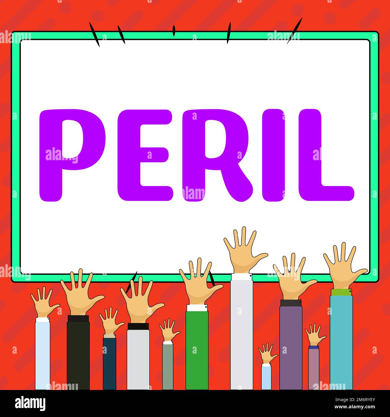 Hand writing sign Peril. Concept meaning indicates something extremely ...