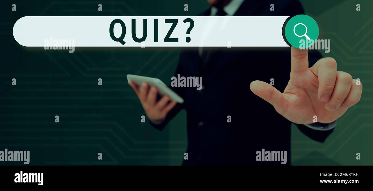 Sign displaying Quiz. Business showcase Short Tests Evaluation ...