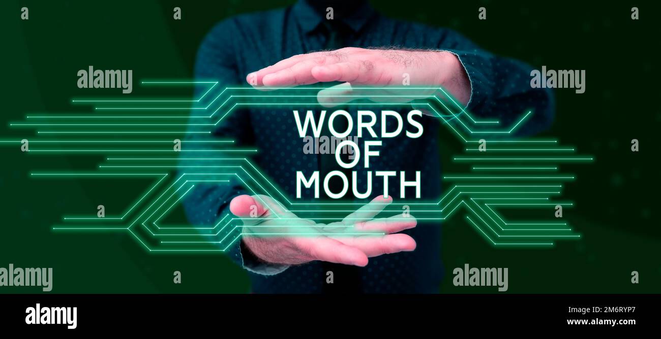 Hand writing sign Words Of Mouth. Business showcase simple statement ...