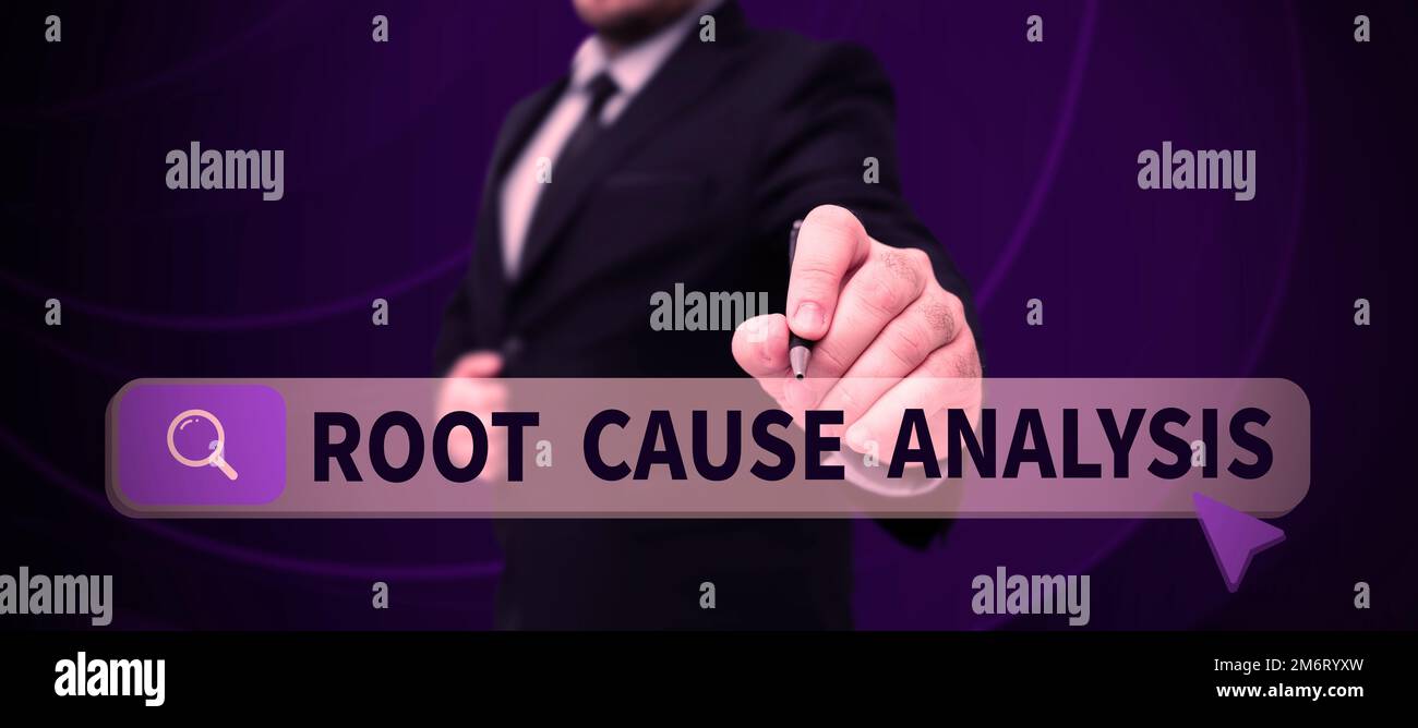 Text caption presenting Root Cause Analysis. Business overview Method of Problem Solving ...