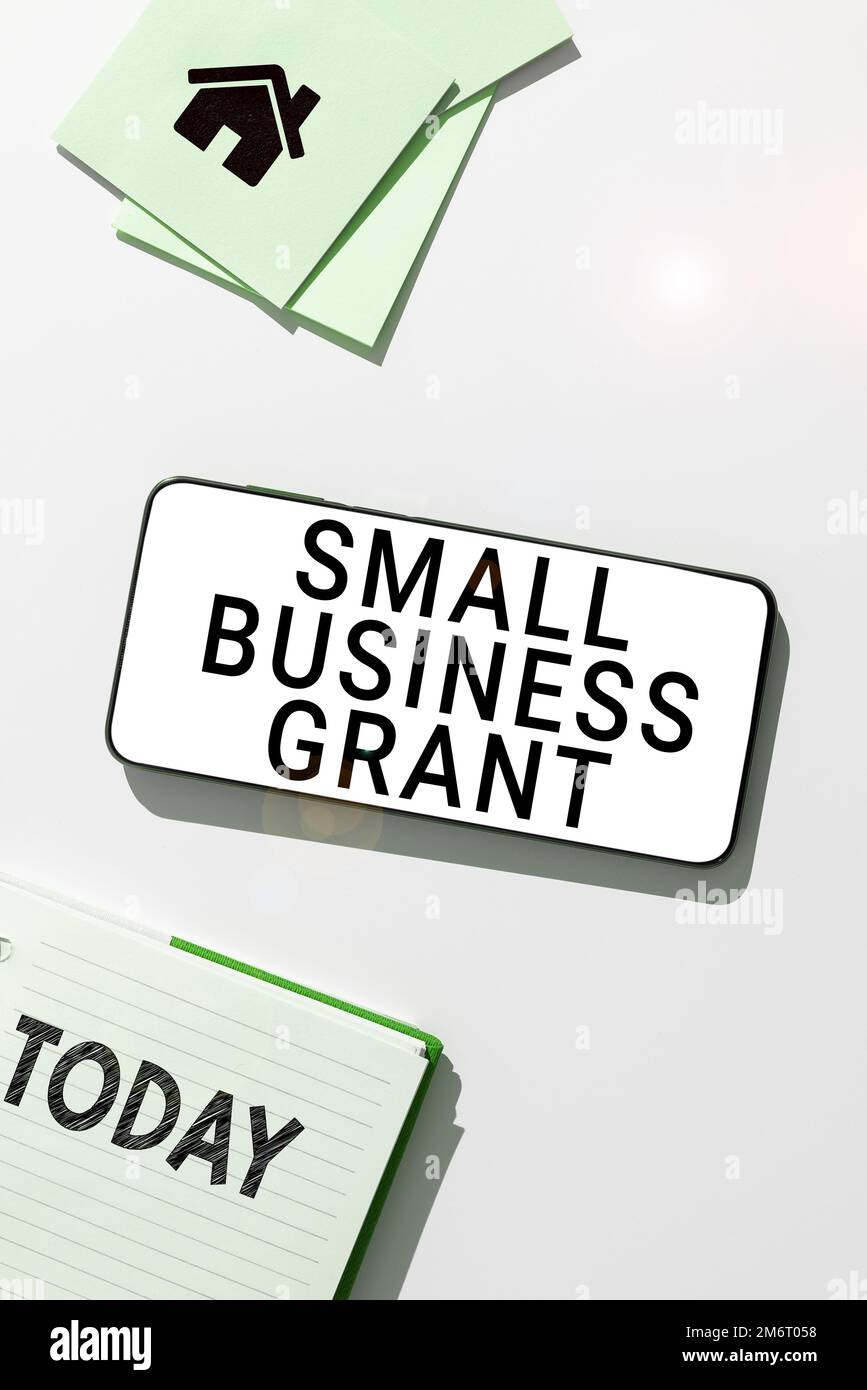 Hand writing sign Small Business Grant. Business approach an individual ...