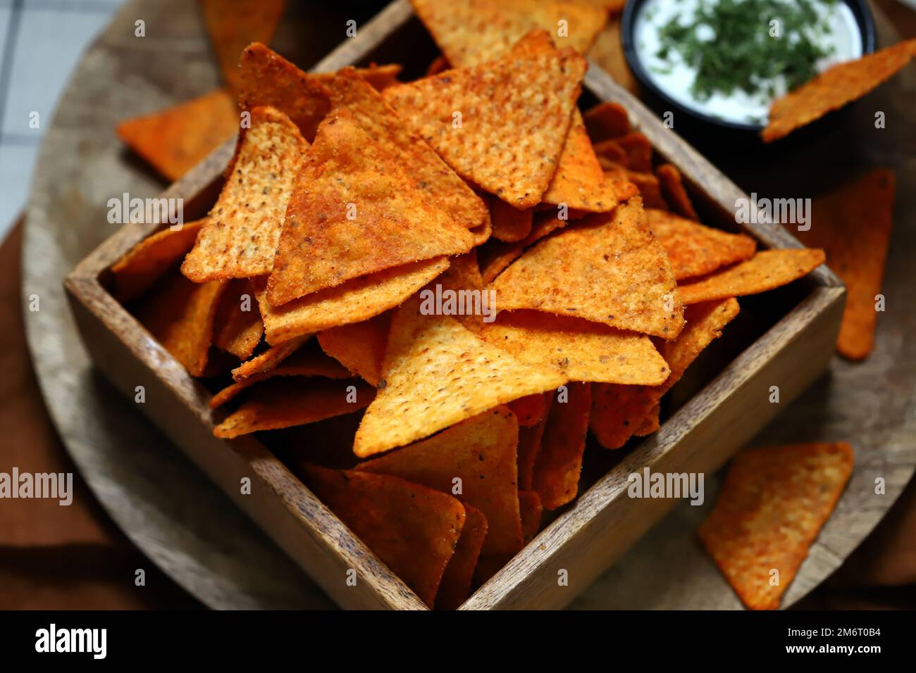Chips nachos with sauces. Mexican snacks Stock Photo - Alamy