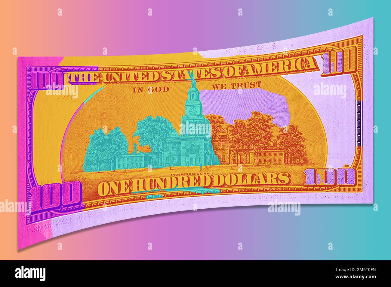 Contemporary artwork background with colored banknote. Digital texture ...