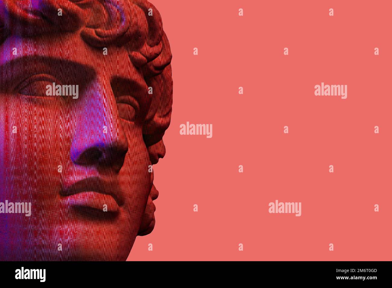 Antique sculpture of human face in artificial intelligence pop art ...