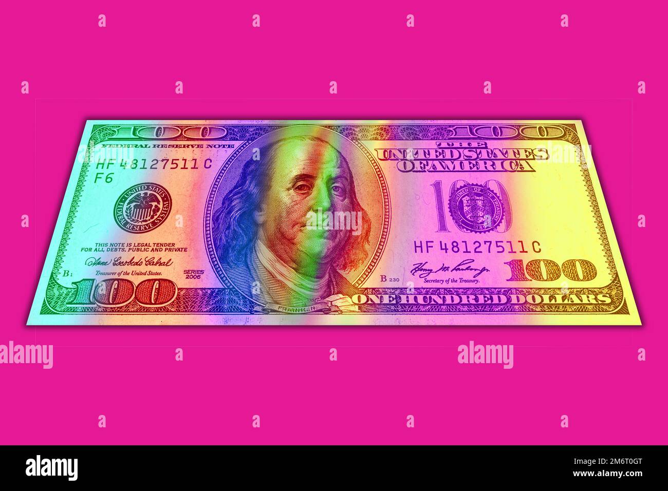 Contemporary artwork background with colored banknote. Digital texture ...