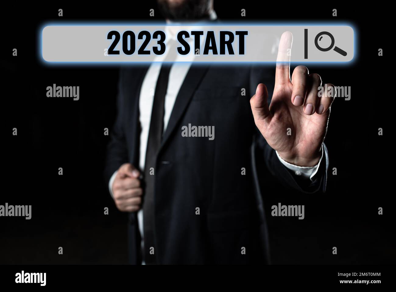 Hand writing sign 2023 Start. Business concept remembering past year ...