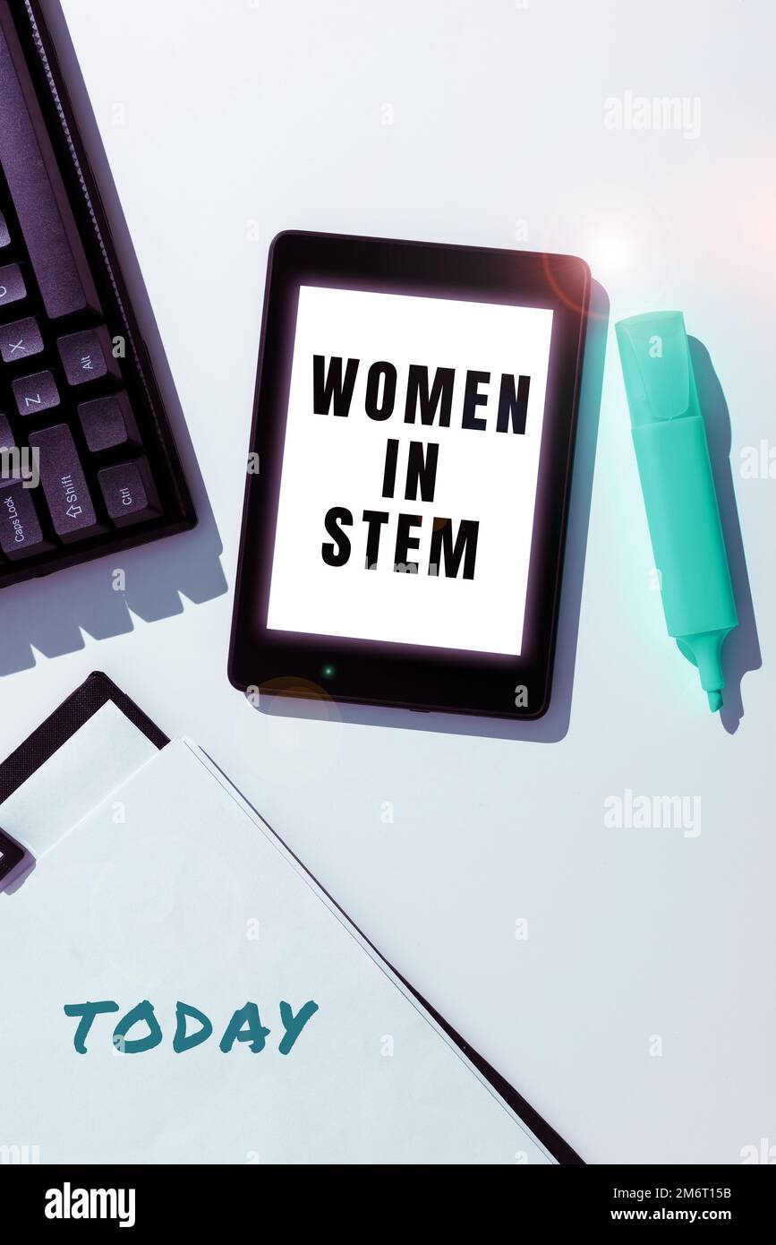 Conceptual caption Women In Stem. Business showcase Science Technology ...