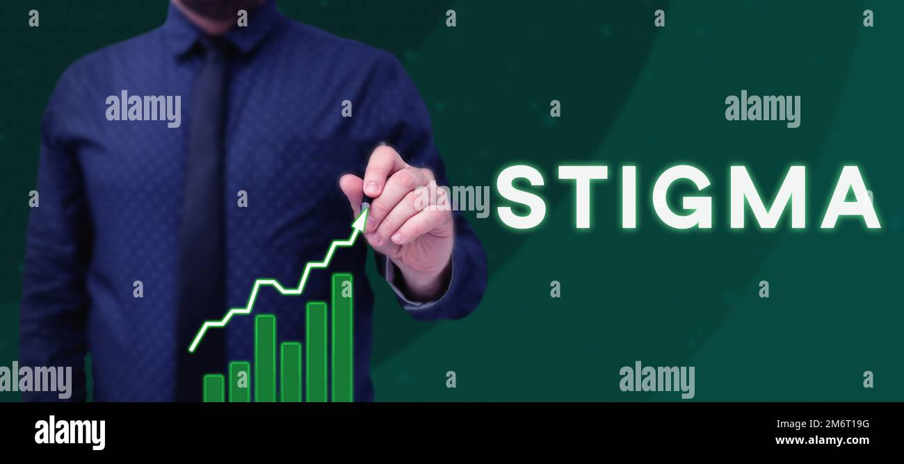 Text sign showing Stigma. Concept meaning feeling of disapproval that ...
