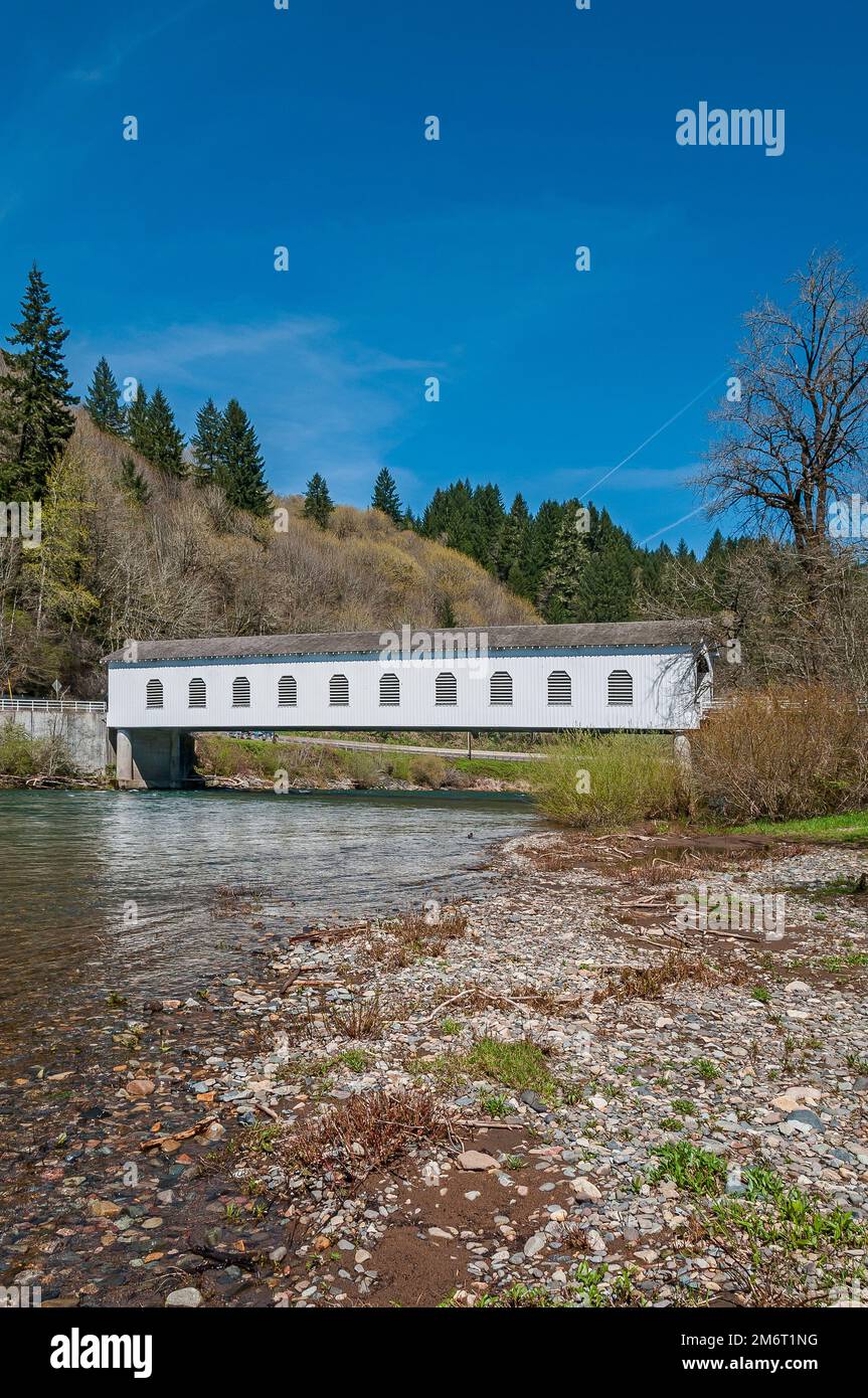 Side view of Goodpasture Covered Bridge off Hwy 126, Lane County Parks ...