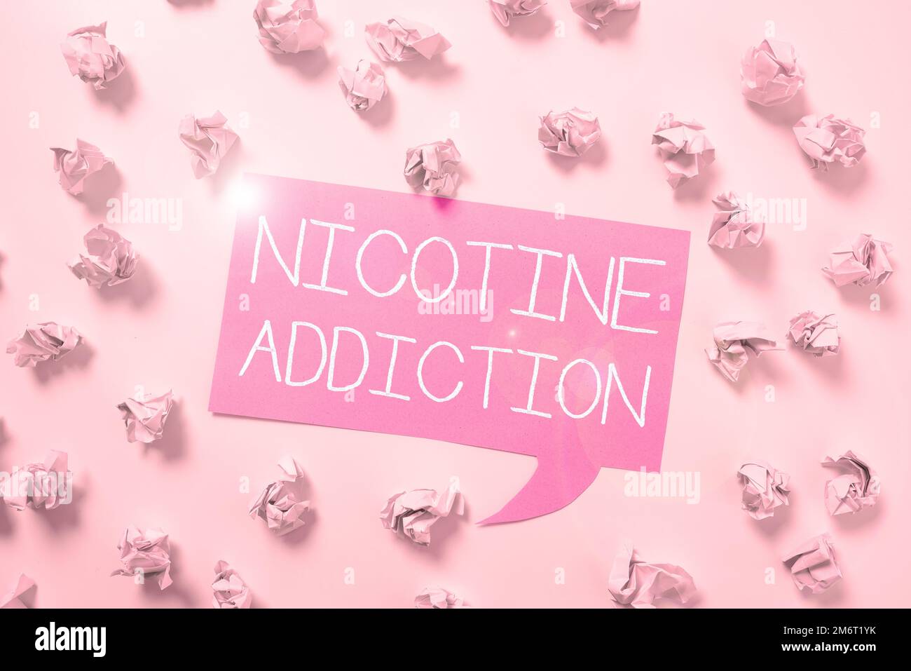 Text caption presenting Nicotine Addiction. Word for condition of being ...