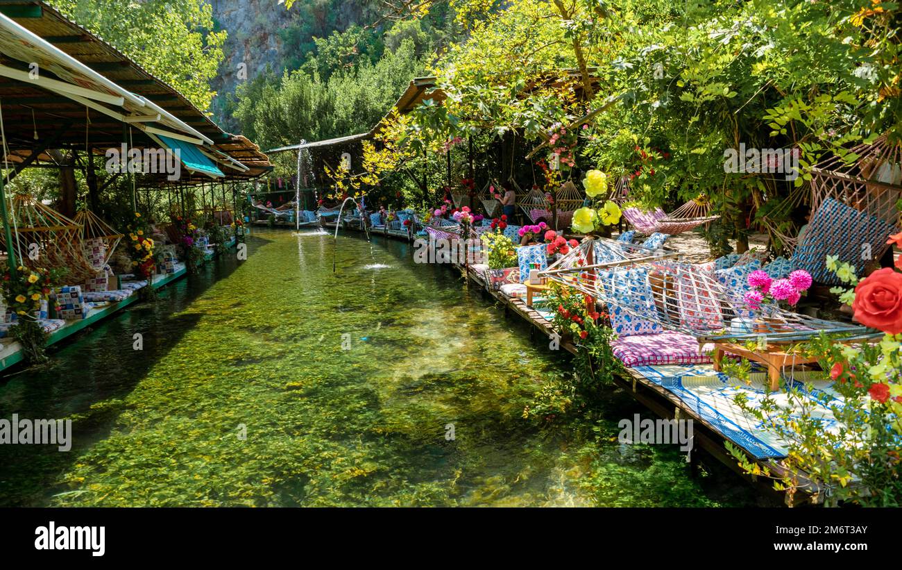 Saklikent Turkey Colorful Restaurant in the river near famous Saklikent ...