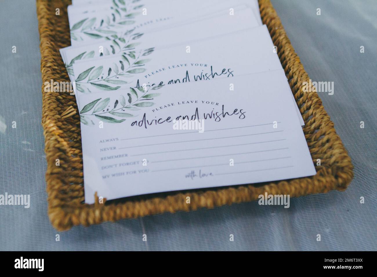 Wedding reception advice cards Stock Photo - Alamy