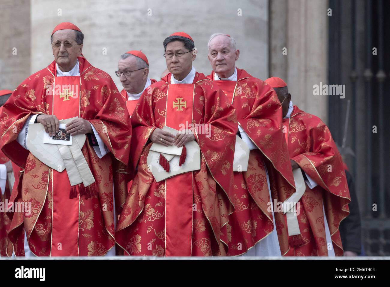 Vatican City, Vatican, 5 January 2023. Cardinals during the funeral ...