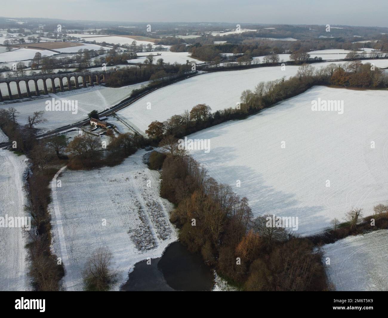 Aerial view of Ouse Valley Viaduct in winter Stock Photo - Alamy