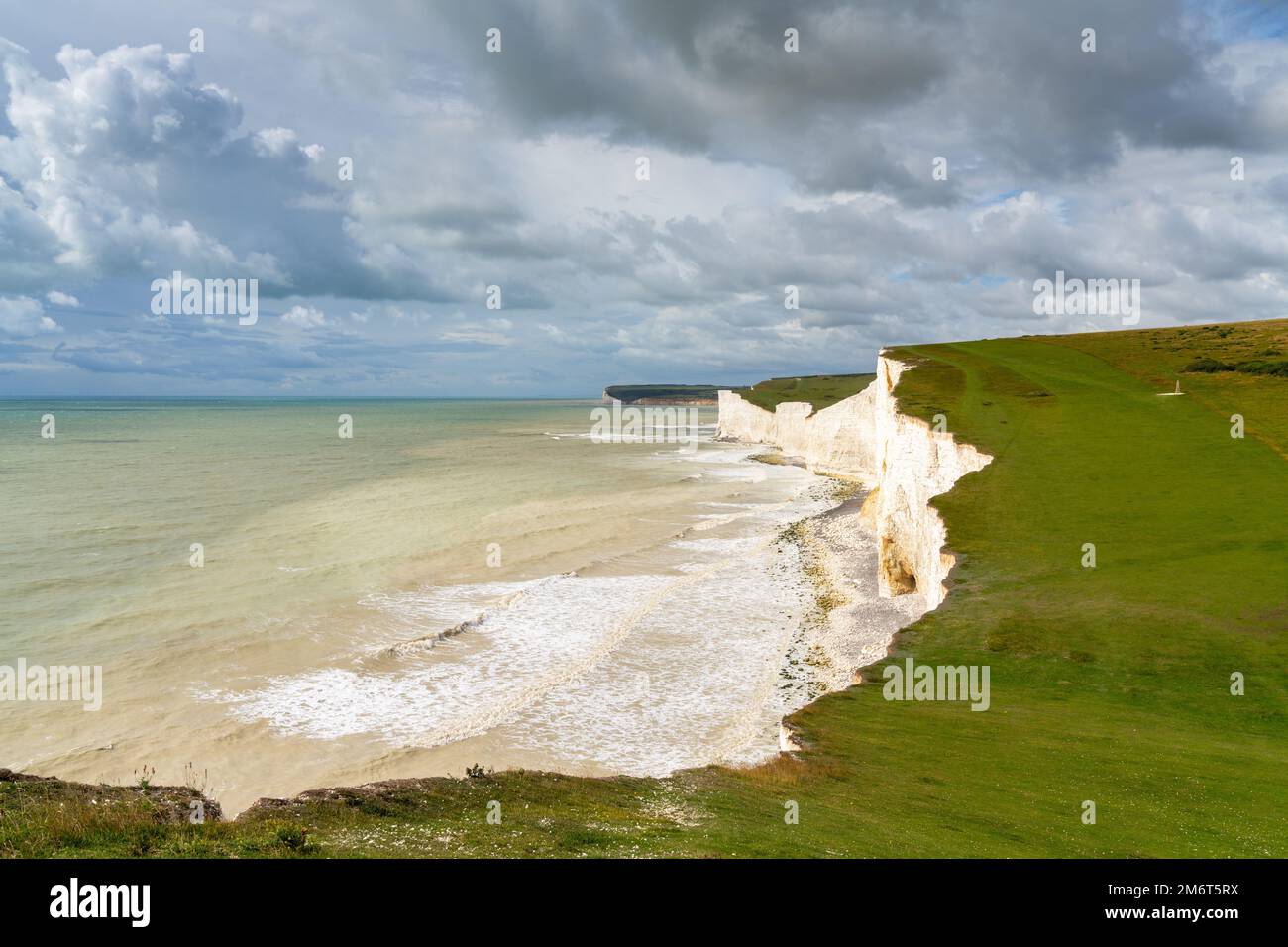 A view of the white cliffs of the Seven Sisters in East Sussex on the ...