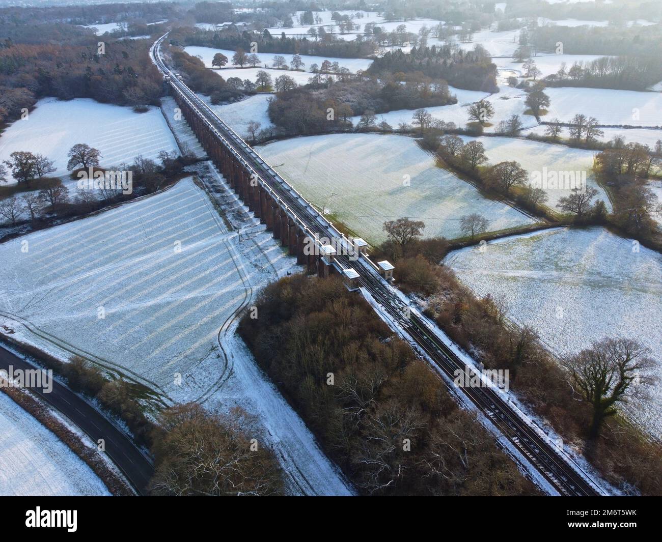 Aerial view of Ouse Valley Viaduct in winter Stock Photo - Alamy