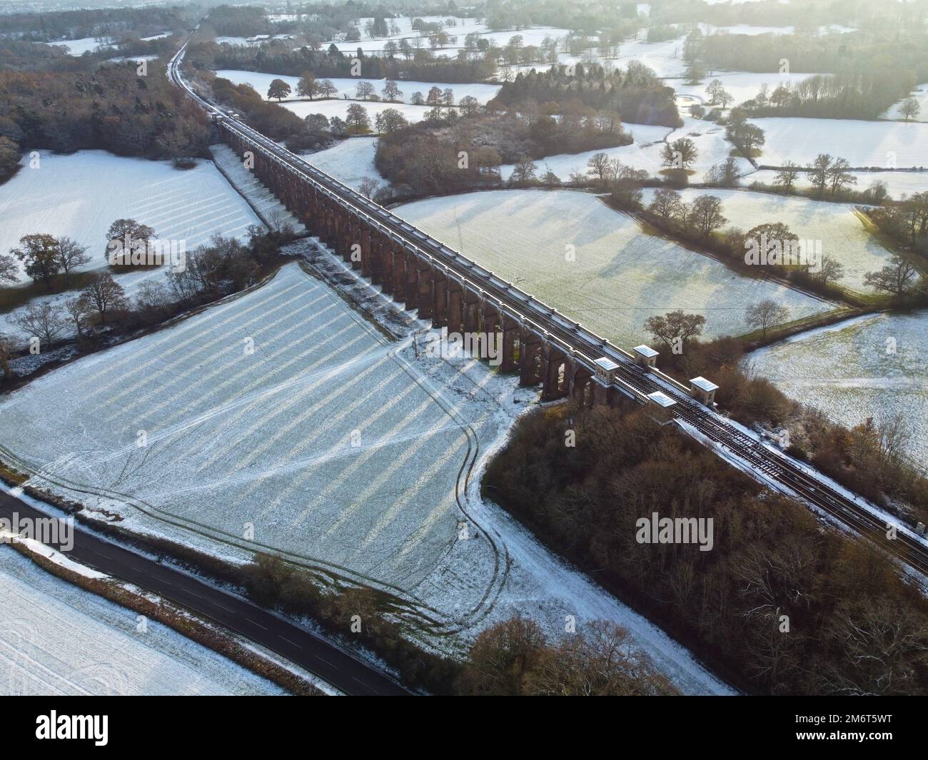 Aerial view of Ouse Valley Viaduct in winter Stock Photo - Alamy