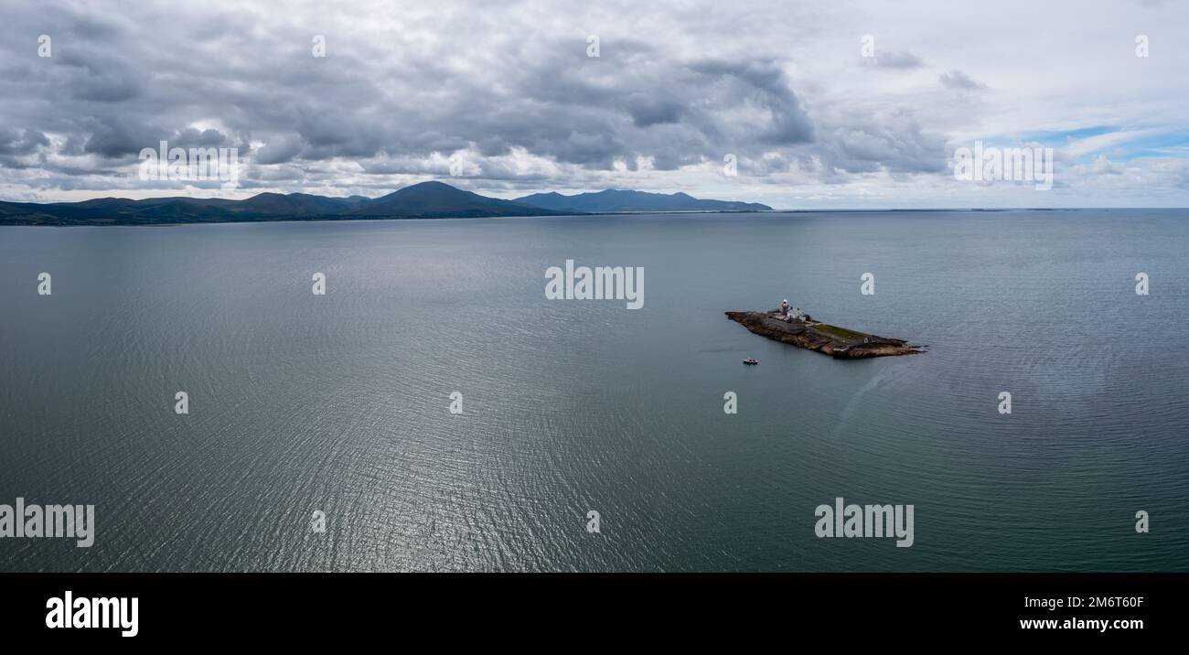 Panorama view of the historic Fenit Lighthouse on Little Samphire ...
