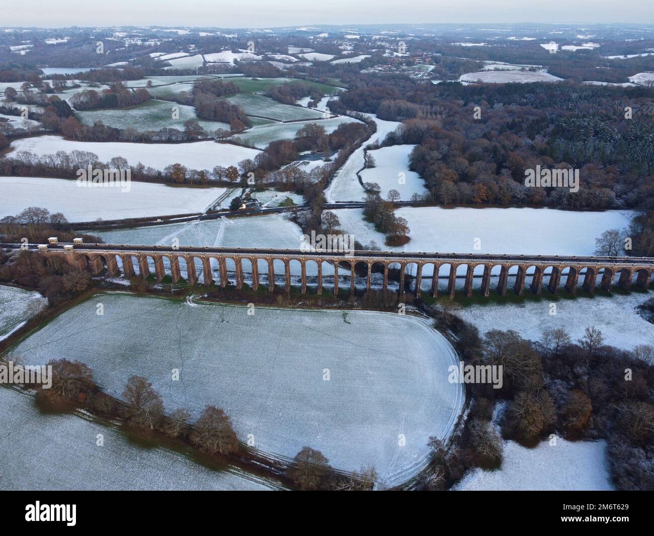 Aerial view of Ouse Valley Viaduct in winter Stock Photo - Alamy
