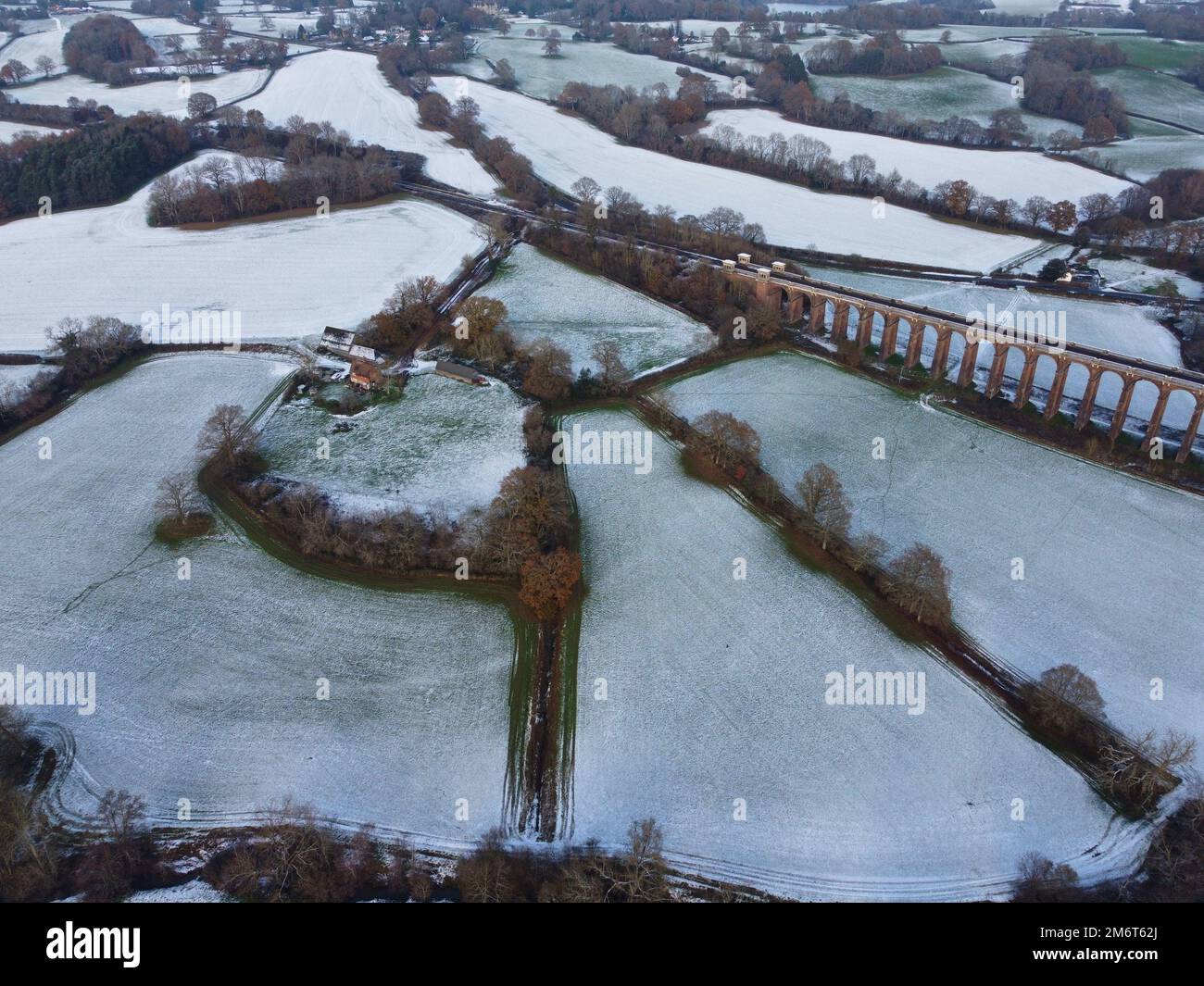 Aerial view of Ouse Valley Viaduct in winter Stock Photo - Alamy