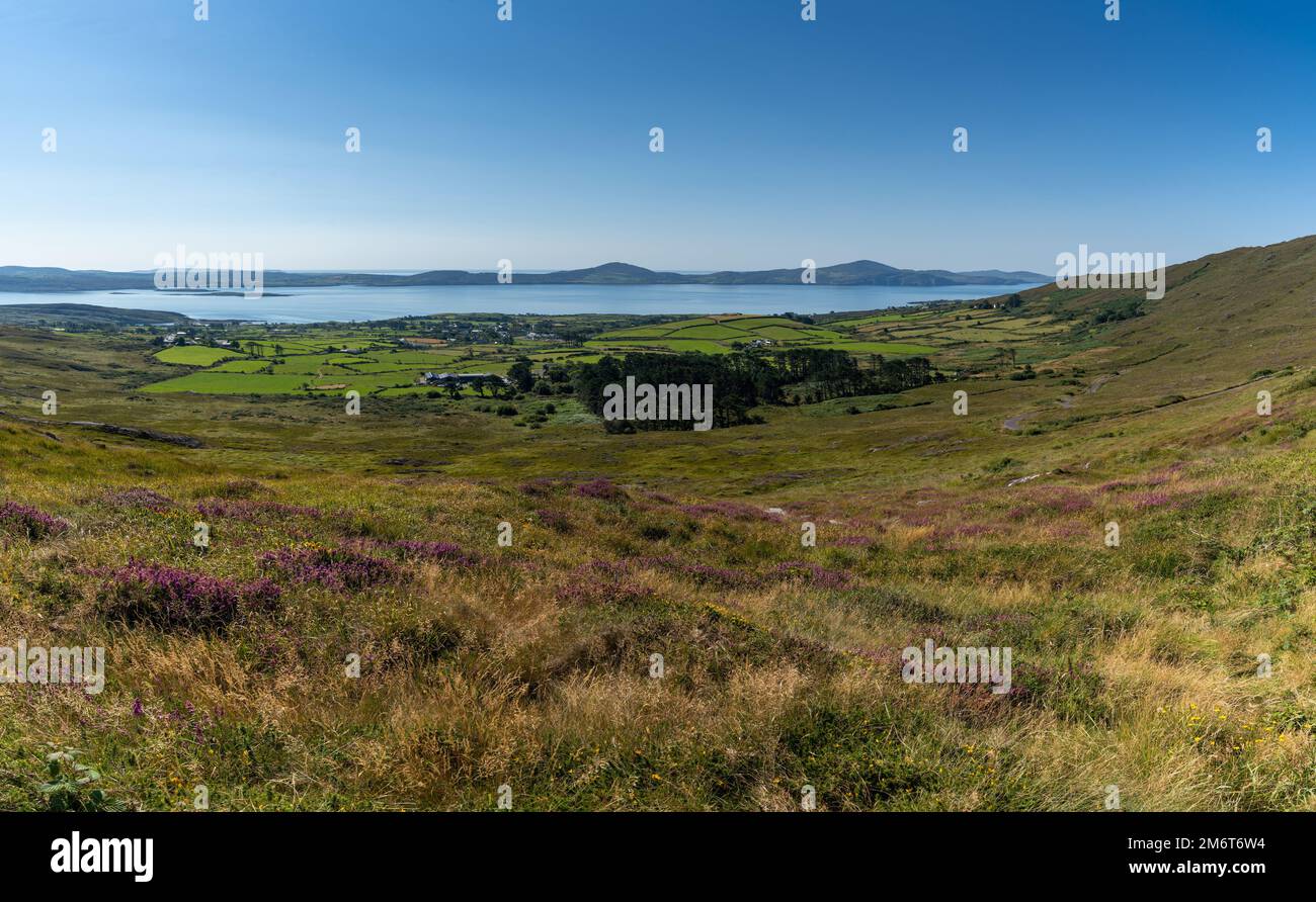View of Bantry Bay and the village of Kilcrohane in western County Cork ...