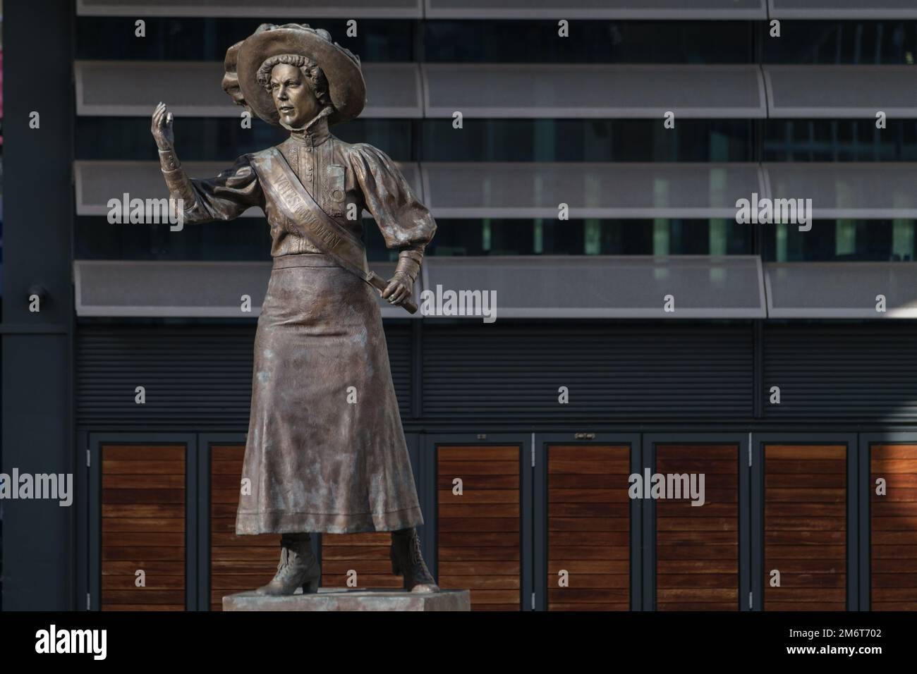 A statue of suffragette Alice Hawkins is located in Market Square ...