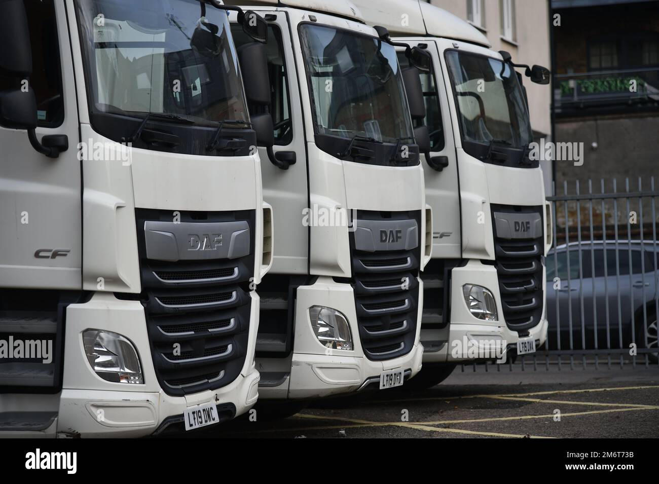 Fleet of three Heavy good vehicles lined up Stock Photo - Alamy