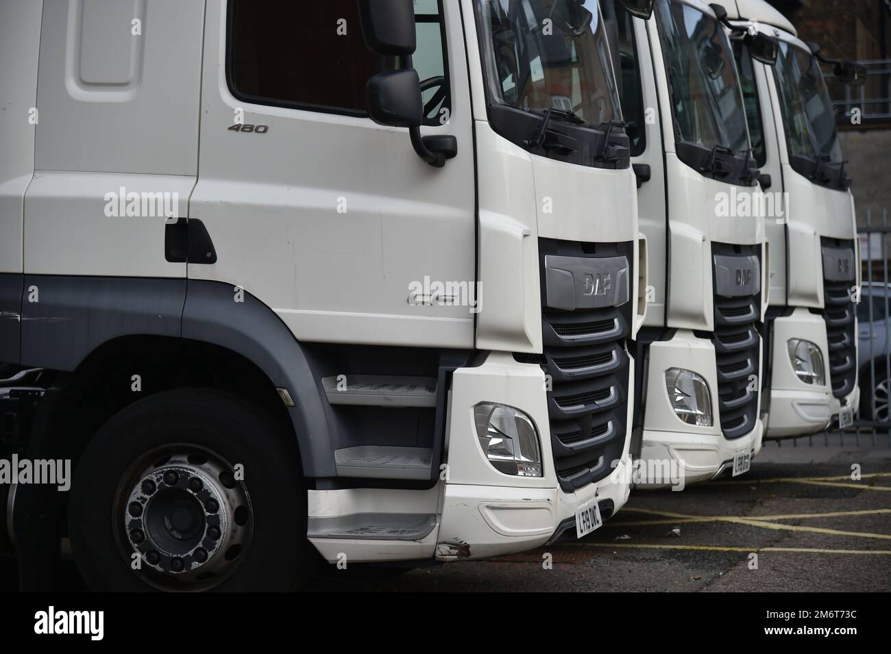 Fleet of three Heavy good vehicles lined up Stock Photo - Alamy