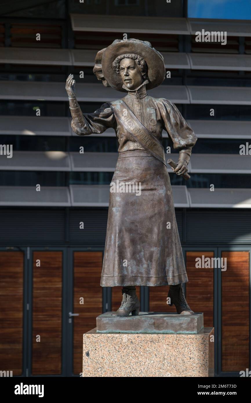 A statue of suffragette Alice Hawkins is located in Market Square ...