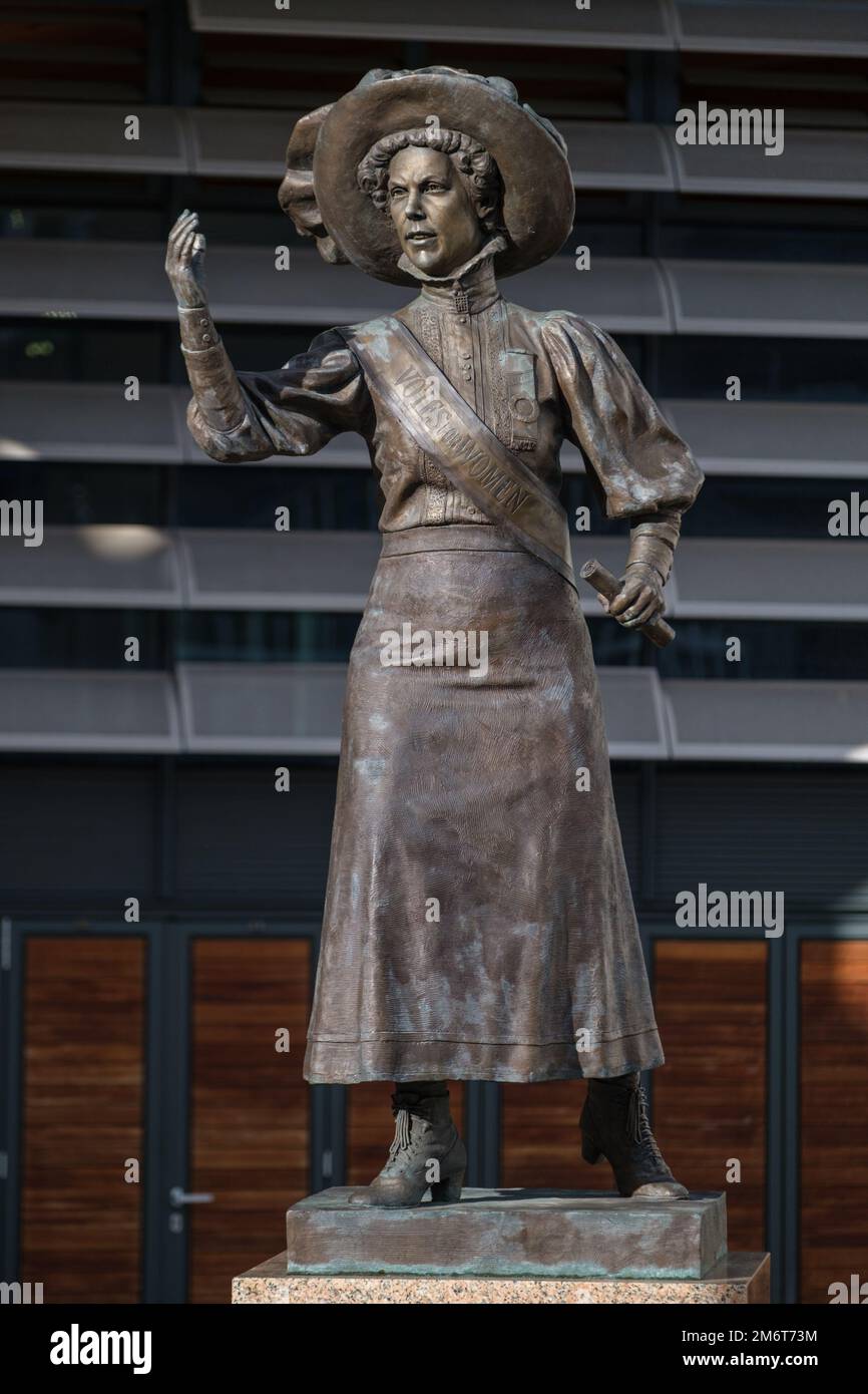 A statue of suffragette Alice Hawkins is located in Market Square ...