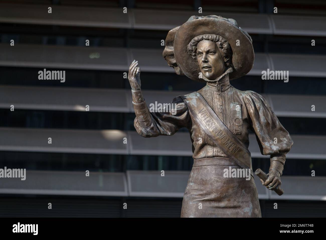A statue of suffragette Alice Hawkins is located in Market Square ...