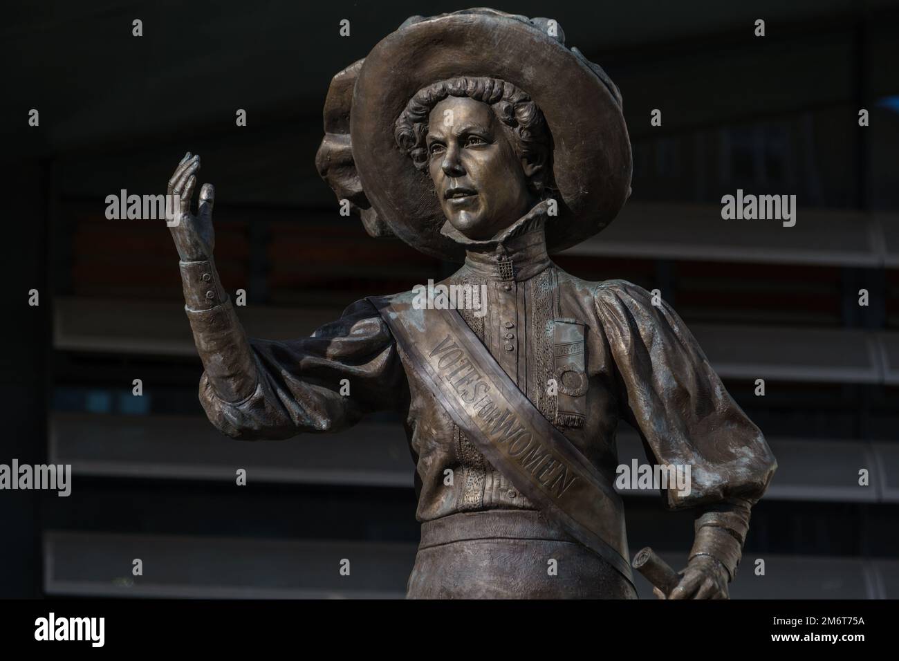 A statue of suffragette Alice Hawkins is located in Market Square ...